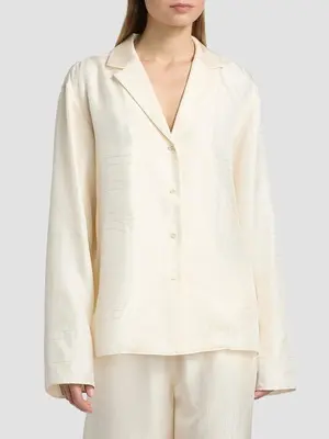 TOTEME Logo Stitch Silk Top - Cream