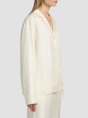 TOTEME Logo Stitch Silk Top - Cream