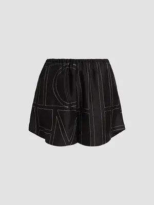 TOTEME Silk Stitched-logo Shorts - Black Monogram
