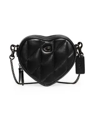 COACH Women's Quilted Leather Heart Crossbody Bag - Black - Black - Black