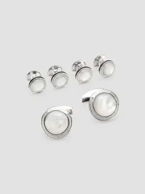 Tateossian Six-piece Round Shirt Studs And Cufflinks Set - Silver