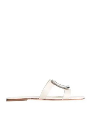 ROGER VIVIER Leather Slide Sandals Ivory
