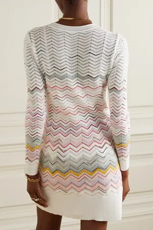 Missoni Striped Metallic Crochet-knit Mini Dress
