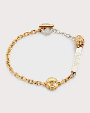 Versace Men's Two-tone Medusa Greca Logo Chain Bracelet - Versace Gold-pall
