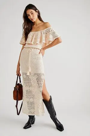white christmas dresses ILLAPA CROCHET MIDI DRESS main image 0