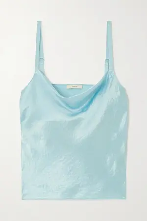 Vince Draped Crinkled-satin Camisole Blue