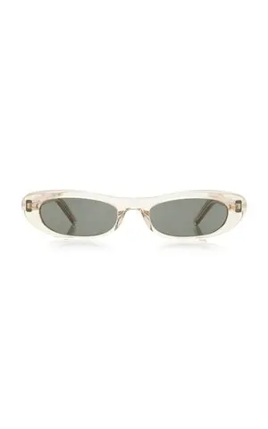 Saint Laurent Shade Narrow Oval-frame Acetate Sunglasses Neutral