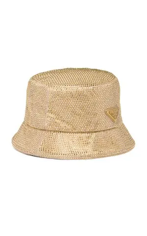 Prada Crystal-embellished Satin Bucket Hat - Gold