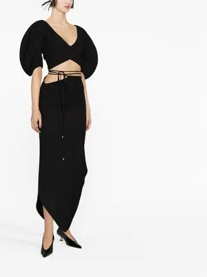 V:PM ATELIER Swirl Asymmetric Midi Skirt