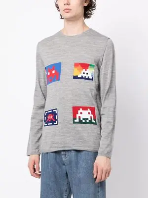Comme Des Garçons Graphic-print Jumper - Grey
