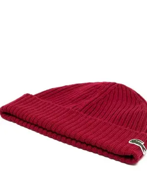 Lacoste Ribbed Knit Logo Beanie