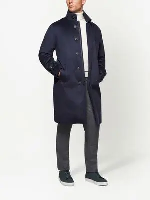 NORWEGIAN WOOL Single-breasted Cashmere Coat - Blue