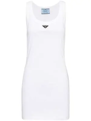 Prada Logo-plaque Ribbed-knit Minidress