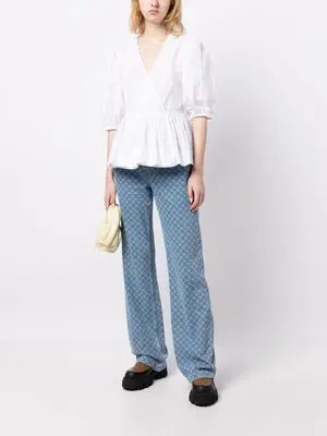 GANNI Organic Cotton Wrap Blouse