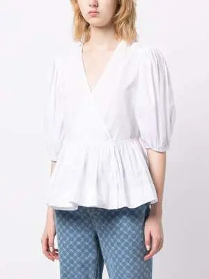 GANNI Organic Cotton Wrap Blouse