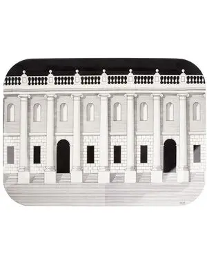 FORNASETTI Graphic-print Wood Tray - Black