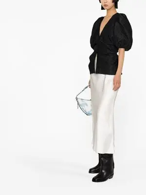 GANNI Puff-sleeve Jacquard Blouse