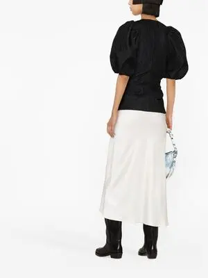 GANNI Puff-sleeve Jacquard Blouse