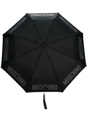 Moschino Logo-print Compact Umbrella - Black