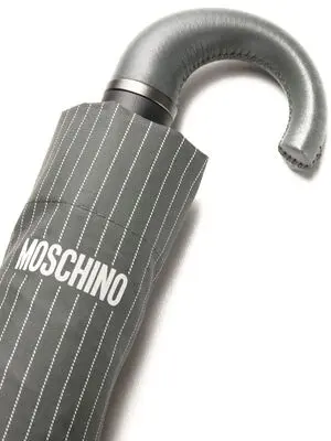 Moschino Pinstriped Logo-print Compact Umbrella