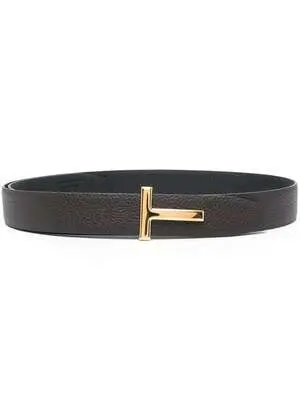 TOM FORD T-plaque Leather Belt - Brown