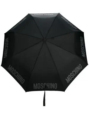 Moschino Logo-print Compact Umbrella - Black