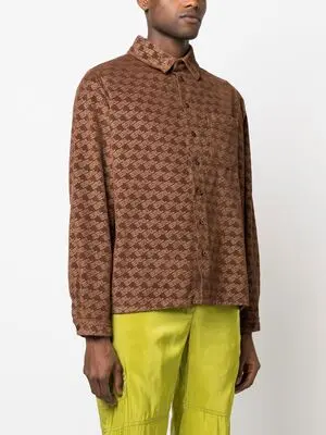 ERL All-over Logo Print Corduroy Shirt