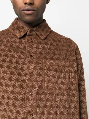 ERL All-over Logo Print Corduroy Shirt