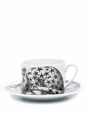 FORNASETTI Graphic-print Porcelain Tea Set - Black