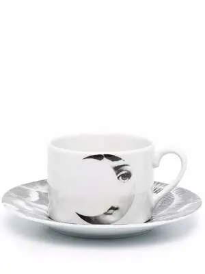 FORNASETTI Graphic-print Porcelain Tea Set - Black