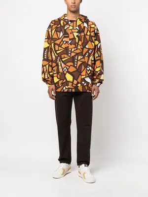 Moschino Abstract Pattern Hooded Windbreaker Jacket