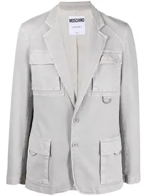 Moschino Military-style Cotton Safari Jacket - Grey
