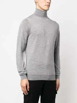 John Smedley Roll-neck Knit Jumper - Grey