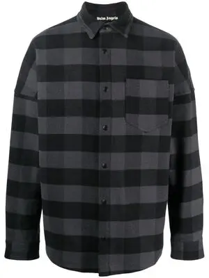 Palm Angels Check-print Cotton Shirt - Black