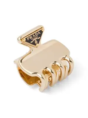 Prada Triangle-logo Claw Clip - Gold