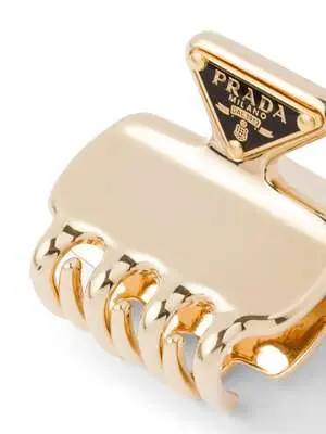 Prada Triangle-logo Claw Clip - Gold