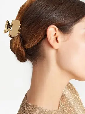 Prada Triangle-logo Claw Clip - Gold