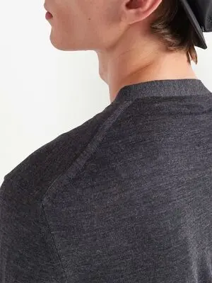 Prada V-neck Fine Knit Wool Cardigan - Grey