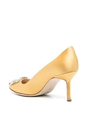 Manolo Blahnik Hangisi 70mm Crystal-buckle Pumps - Yellow