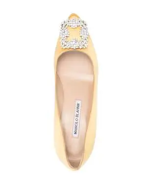 Manolo Blahnik Hangisi 70mm Crystal-buckle Pumps - Yellow