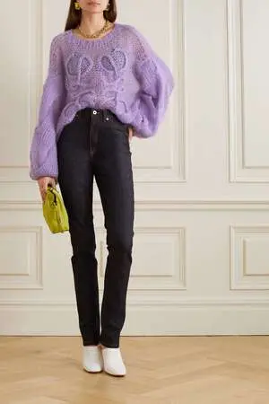 Loewe Anagram Open-knit Mohair-blend Sweater