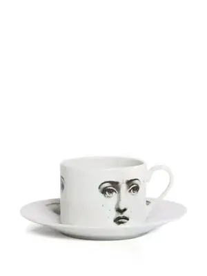FORNASETTI Face Print Tea Cup - Black