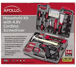APOLLO 144-piece Tool Kit With 4.8v Screw Driver Dt842