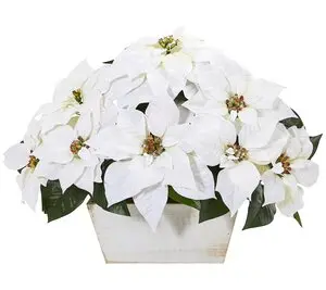 NEARLY NATURAL 16' Poinsettia Artificial Arrangement By - One-color
