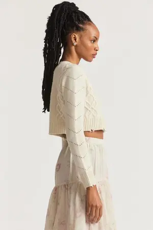 LoveShackFancy Lindita Ultra Crop Cardigan - White