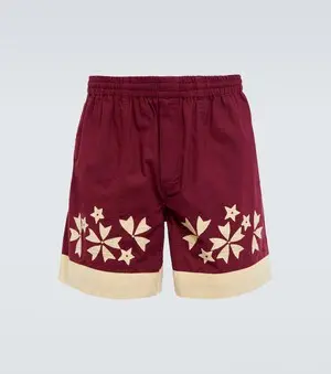 BODE Moonflower Appliqué Cotton Shorts