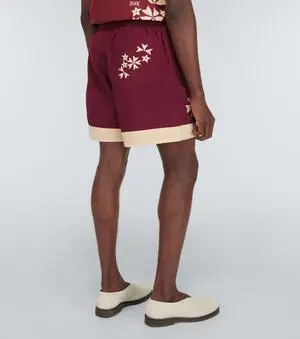 BODE Moonflower Appliqué Cotton Shorts