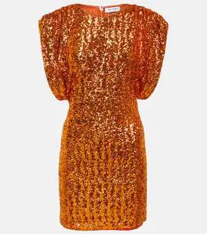 Orange Sequin Mini Dresses