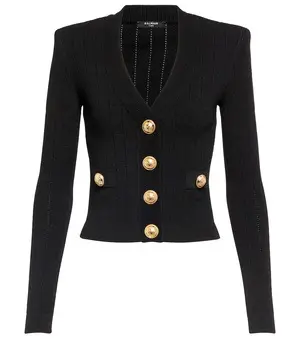Balmain Cropped Cardigan - Black