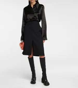 JIL SANDER Virgin Wool Midi Skirt